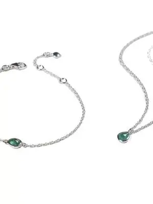 AUREE JEWELLERY Mini Manhattan Emerald Necklace - Silver