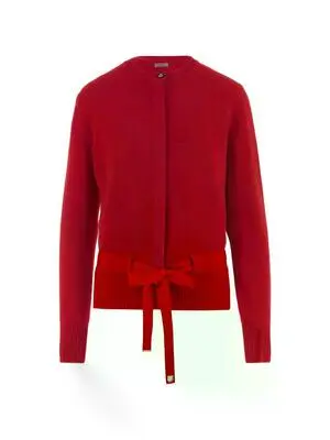 FERRAGAMO Belted Cashmere Cardigan - Red