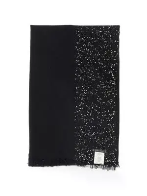 Faliero Sarti Sequin-embellished Fringed Scarf - Black