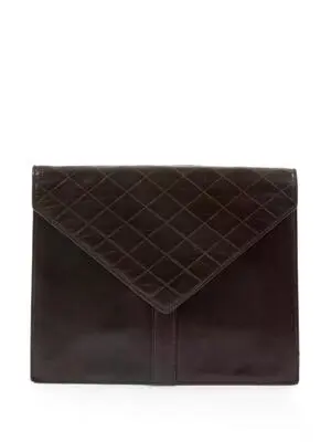 Saint Laurent Quilted Envelope Clutch Bag - Brown