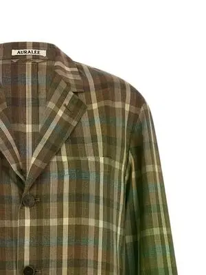 Auralee Check-pattern Wool Blazer