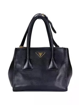 Prada Twin Pocket Leather Tote Bag - Black
