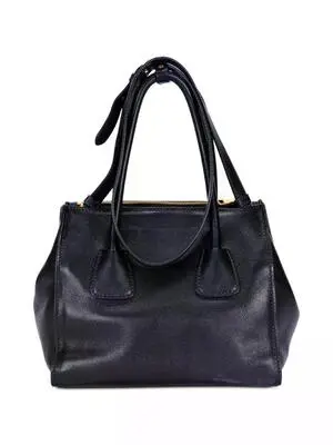 Prada Twin Pocket Leather Tote Bag - Black