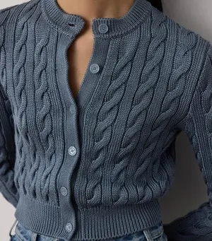 Ralph Lauren Silk Cable-knit Cropped Cardigan
