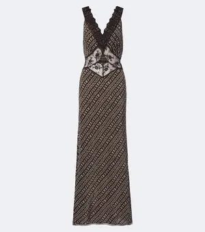 SIR. Astrid Lace-trimmed Printed Gown - Brown