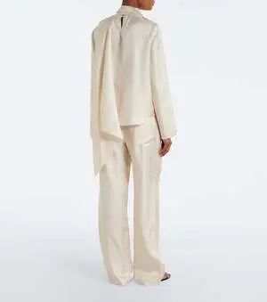 Loulou De Saison Alera Silk Twill Wide-leg Pants - Beige