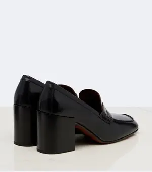 Dries Van Noten Square Toe Leather Heeled Loafers