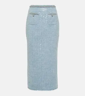 SELF-PORTRAIT Sequined Bouclé Midi Skirt