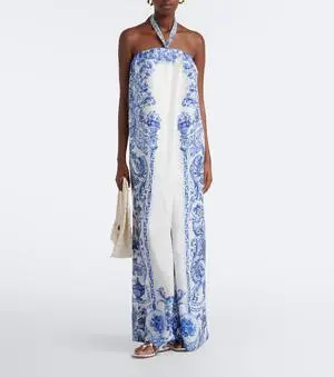 Camilla Floral Crystal-embellished Silk Jumpsuit