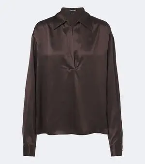 TOM FORD Silk Satin Blouse - Brown