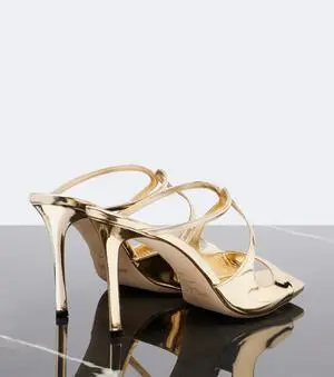 JIMMY CHOO Anise Metallic Leather Mules - Gold