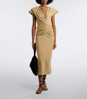 Isabel Marant Étoile Nadra Gathered Cotton Jersey Midi Dress - Beige