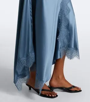 Veronica Beard Vernon Lace-trimmed Silk-blend Midi Dress