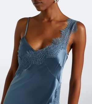 Veronica Beard Vernon Lace-trimmed Silk-blend Midi Dress