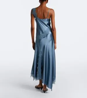 Veronica Beard Vernon Lace-trimmed Silk-blend Midi Dress