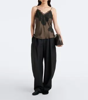 RÓHE Lace-trimmed Silk Satin Camisole - Brown