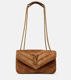 Saint Laurent Loulou Small Matelassé Shoulder Bag - Brown
