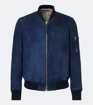 TOM FORD Suede Bomber Jacket - Blue