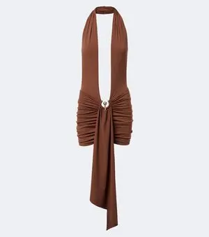 Christopher Esber Halterneck Jersey Minidress - Brown