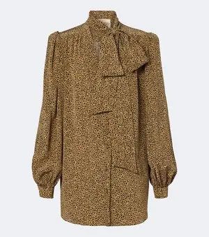 Valentino Garavani Leopard Print Silk Blouse - Brown