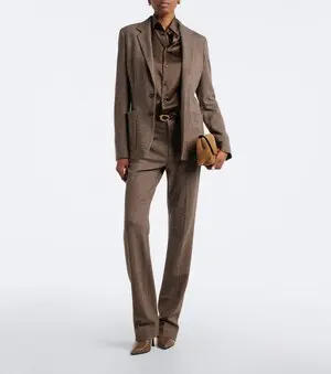 Ralph Lauren Tailored Wool, Silk And Cashmere Straight Leg Trousers