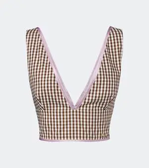 Valentino Garavani Gingham Cotton Crop Top