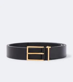 TOM FORD Leather Belt With Gold Hardware - Black