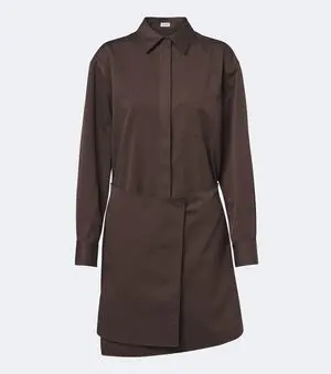 Loewe Double L Cotton And Silk Shirt Dress - Brown