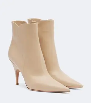 GIANVITO ROSSI Leather Ankle Boots - Beige