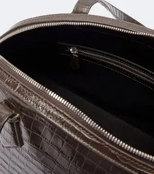 A.emery Harnick Croc Emboss Leather Tote Bag - Brown