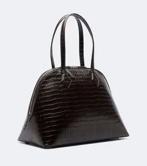 A.emery Harnick Croc Emboss Leather Tote Bag - Brown