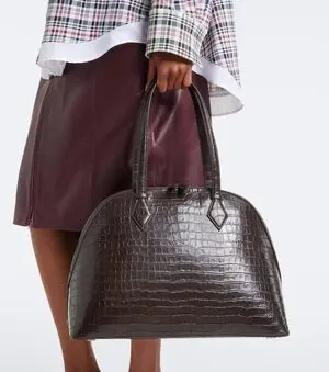 A.emery Harnick Croc Emboss Leather Tote Bag - Brown
