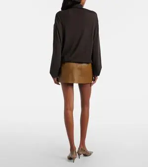 Khaite Jett Leather Miniskirt In Dark Olive