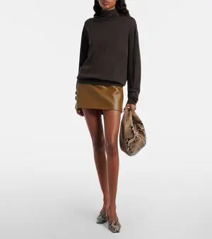 Khaite Jett Leather Miniskirt In Dark Olive