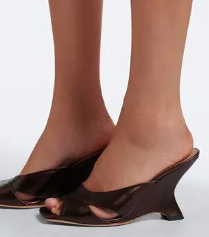 MALONE SOULIERS Lourdes Metallic Leather Wedge Mules