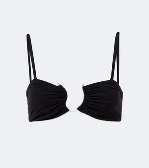 Christopher Esber Gathered Bikini Top With Ring Detail Black