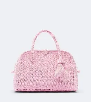 Jacquemus Turismo Small Raffia-effect Bowling Bag - Pink