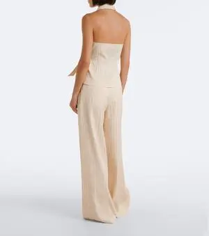 Simkhai Grace Striped Wide-leg Pants - White