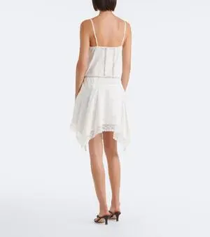 Staud Corinna Embroidered Cotton Voile Mini Dress In Ivory