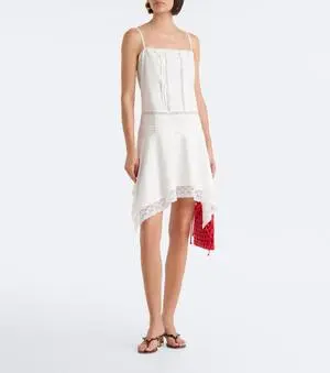 Staud Corinna Embroidered Cotton Voile Mini Dress In Ivory