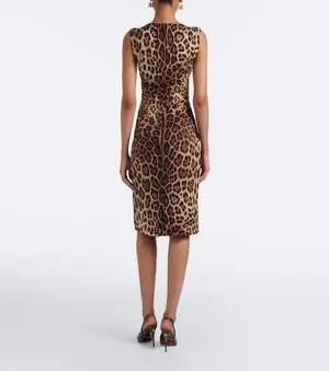Dolce & Gabbana Leopard-print Silk-blend Charmeuse Midi Dress