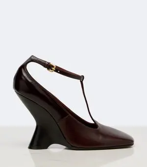 Dries Van Noten Leather Wedges With Buckle Fastening - Brown