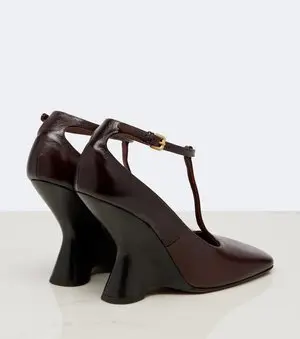 Dries Van Noten Leather Wedges With Buckle Fastening - Brown