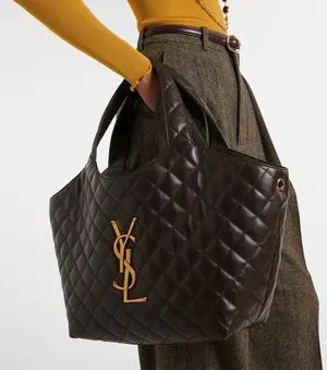 Saint Laurent Icare Medium Quilted Leather Shopper - Brown