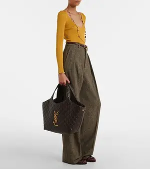 Saint Laurent Icare Medium Quilted Leather Shopper - Brown