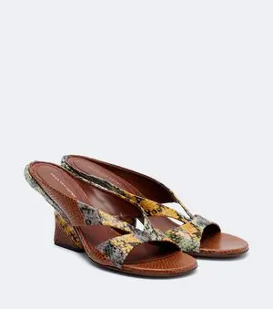 Dries Van Noten Dries Van Noten Snake-Effect Leather Mules Multicoloured
