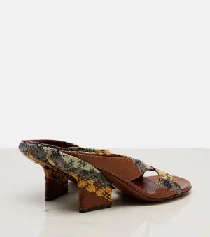 Dries Van Noten Snake-effect Leather Mules - Multicoloured