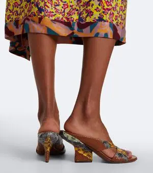 Dries Van Noten Snake-effect Leather Mules - Multicoloured