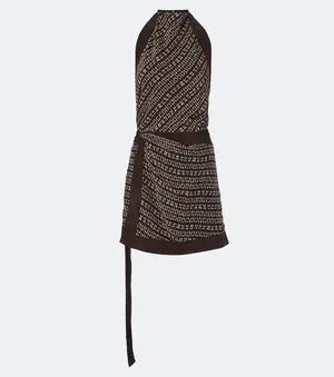 SIR. Astrid Printed Open-back Minidress - Brown