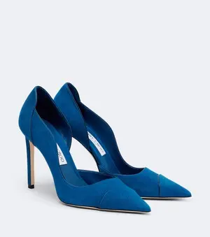 JIMMY CHOO Brigitte Suede Pointed Toe Pumps - Blue